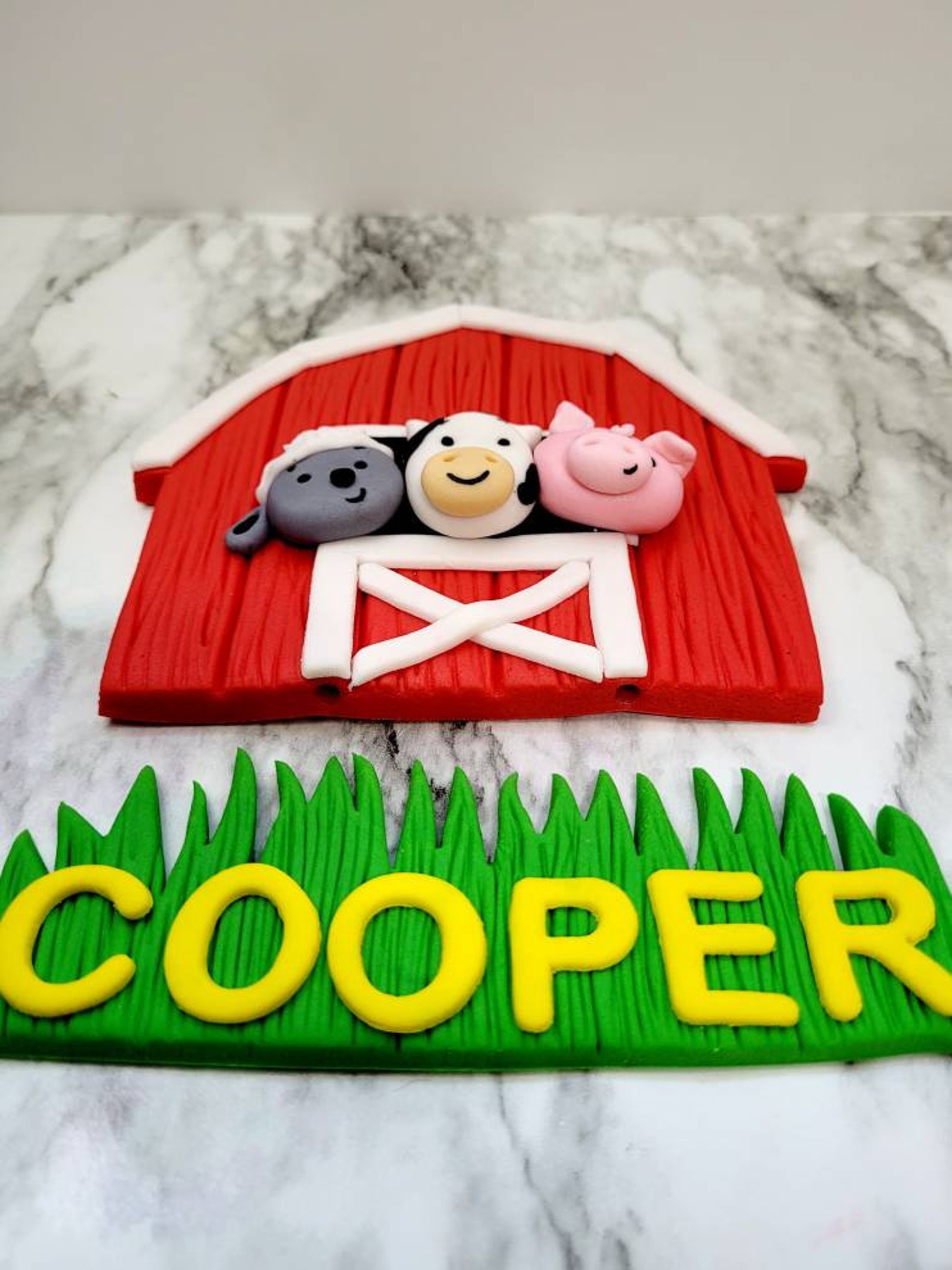 Barn Cake Topper, Fondant Barn Cake Topper, Farm Cake Topper, Fondant ...