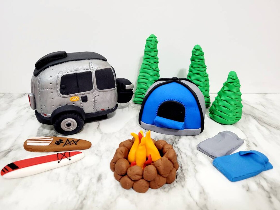 Camping Cake Toppers, Camping Theme Party, Camping Cake, Fondant Camp ...