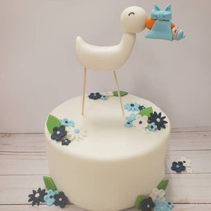 Baby Stork, Stork Cake Topper, Baby Shower Stork Cake Topper, Fondant ...