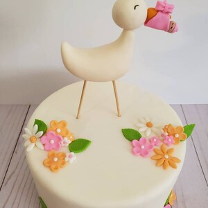 Baby Stork, Stork Cake Topper, Baby Shower Stork Cake Topper, Fondant ...