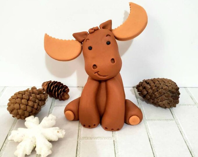 Moose Cake Topper, Baby Moose Cake Topper, Woodland Cake Topper ...