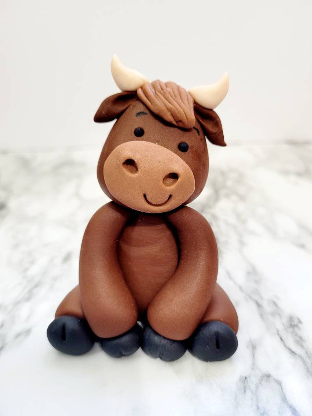 Bull Cake Topper, Fondant Bull, Cute Bull Cake Topper, Fondant Cake ...