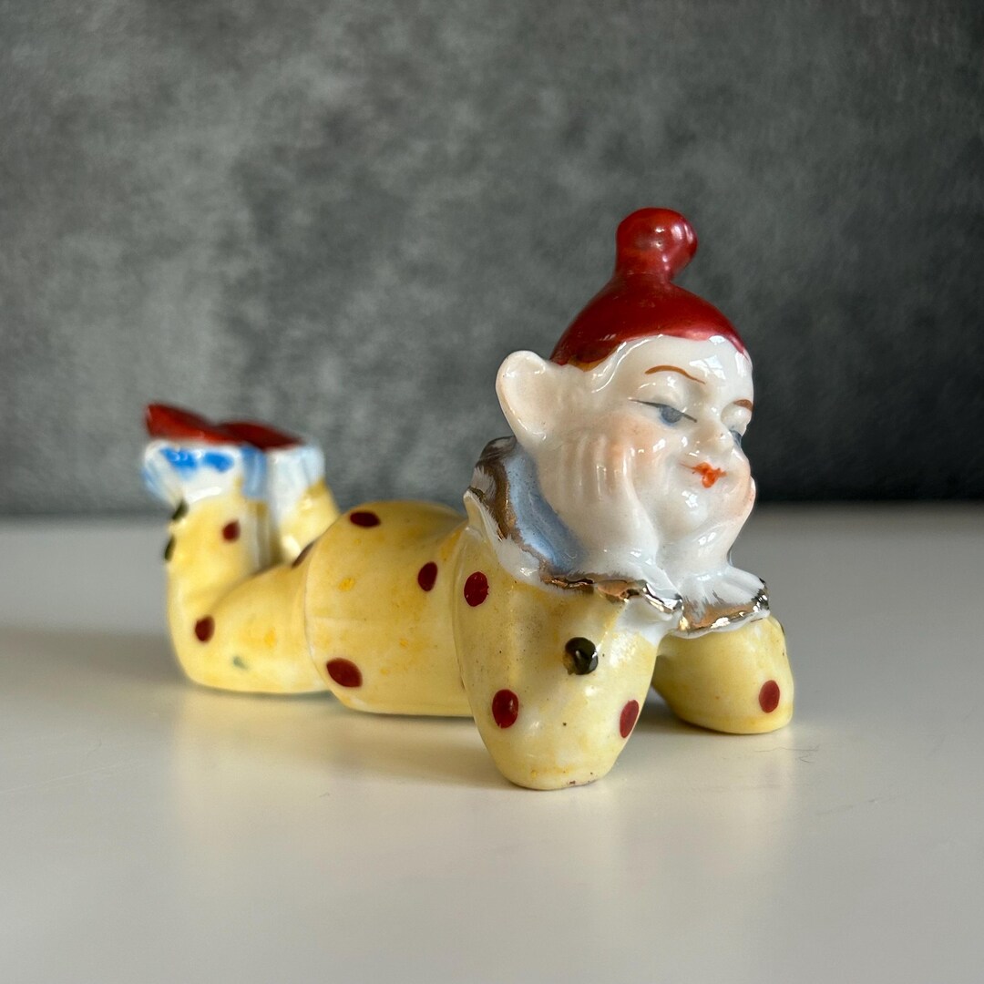 Ucagco China Clown Pixie Figurine Dressed in Yellow With Red Polka Dots ...