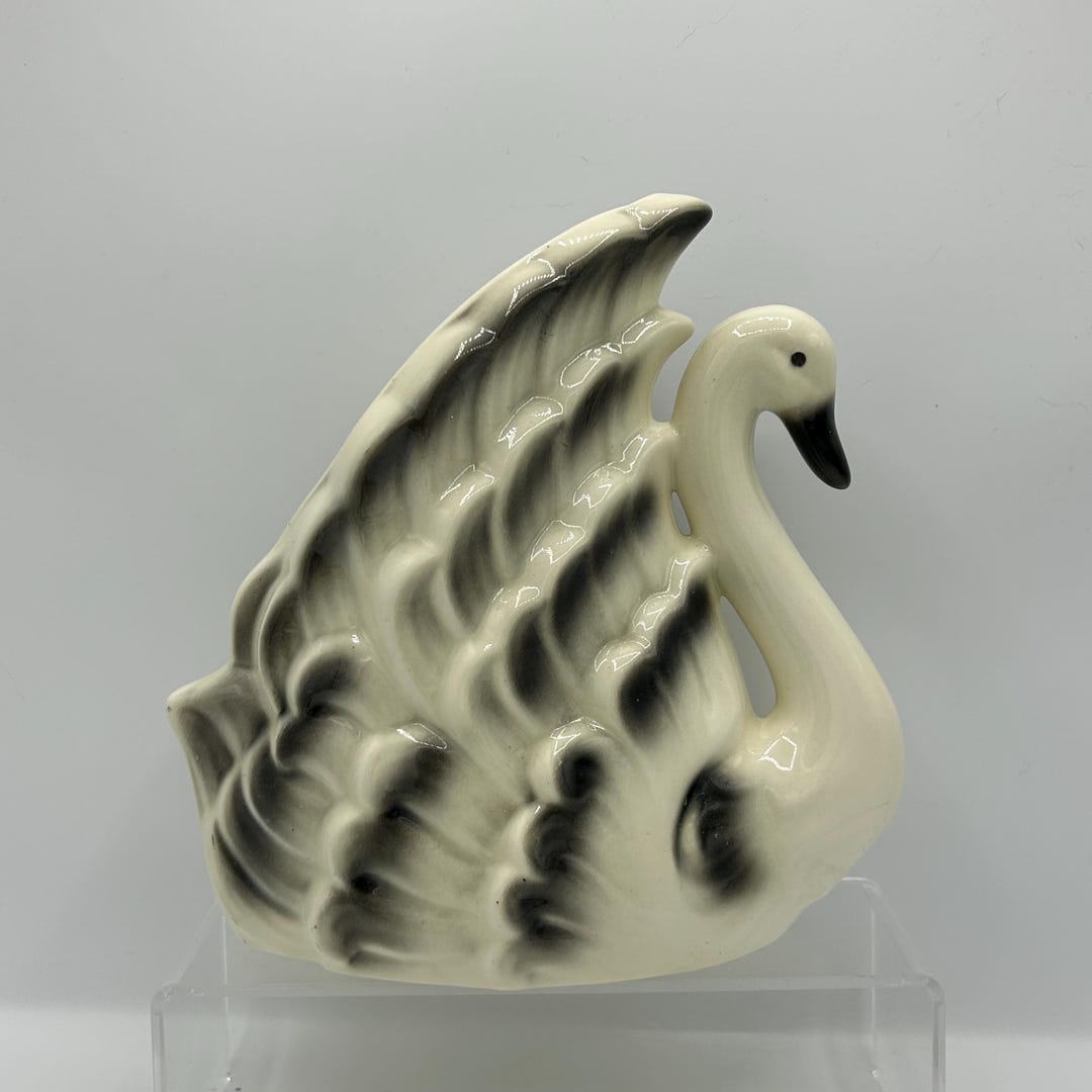Large Vintage Swan Planter / Vase - Black and White - Etsy