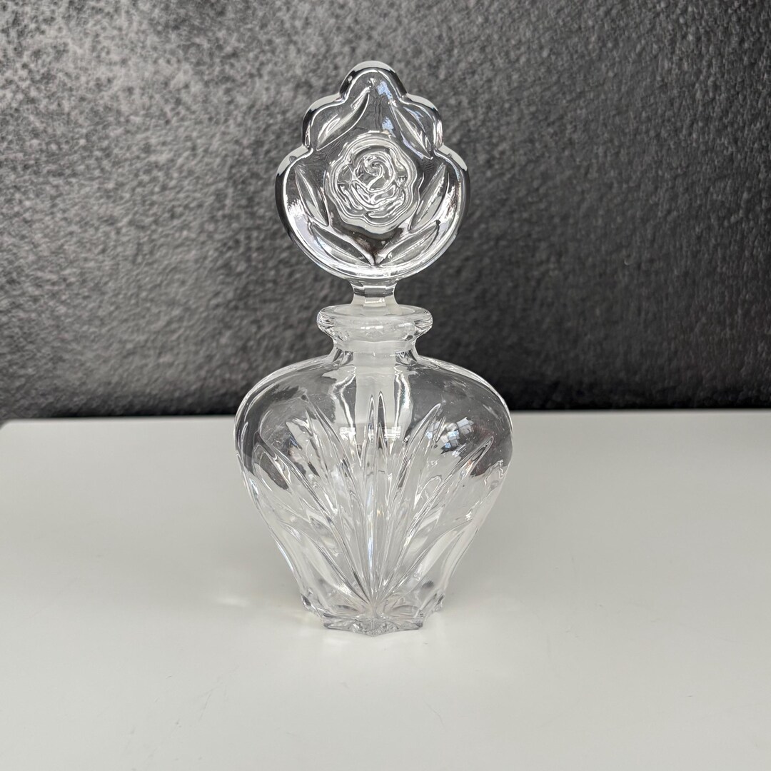 Princess House Lead Crystal Perfume Bottle With Rose Design Stopper - Etsy