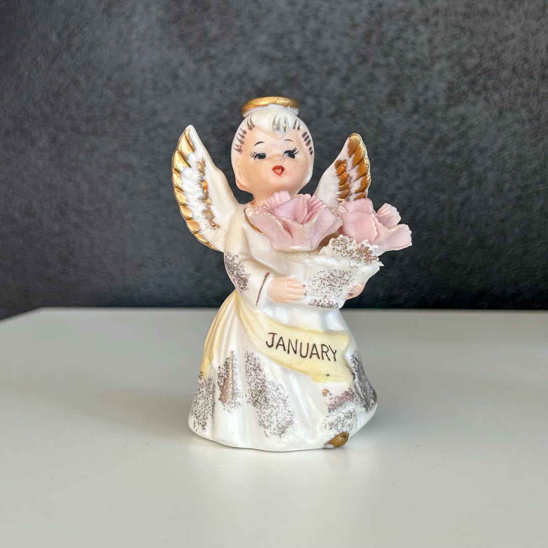 Vintage Angel of the Month Figurine January Lefton, Napco - Etsy