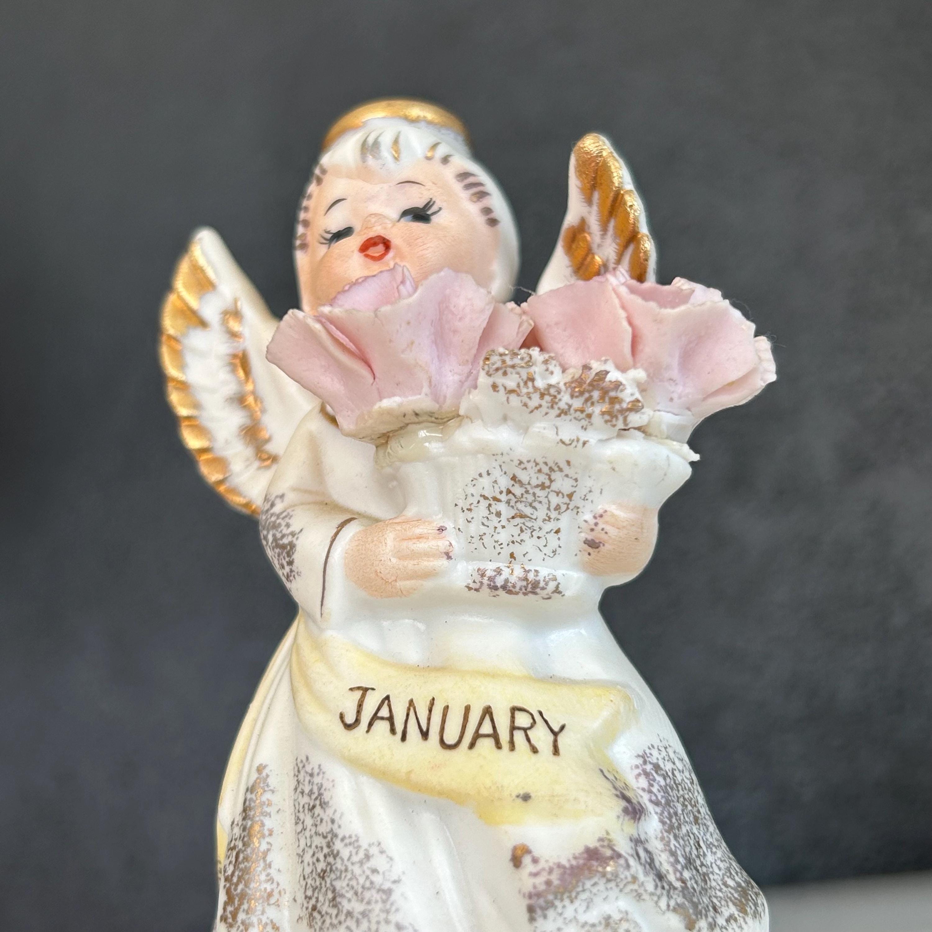 Vintage Angel of the Month Figurine January Lefton, Napco - Etsy