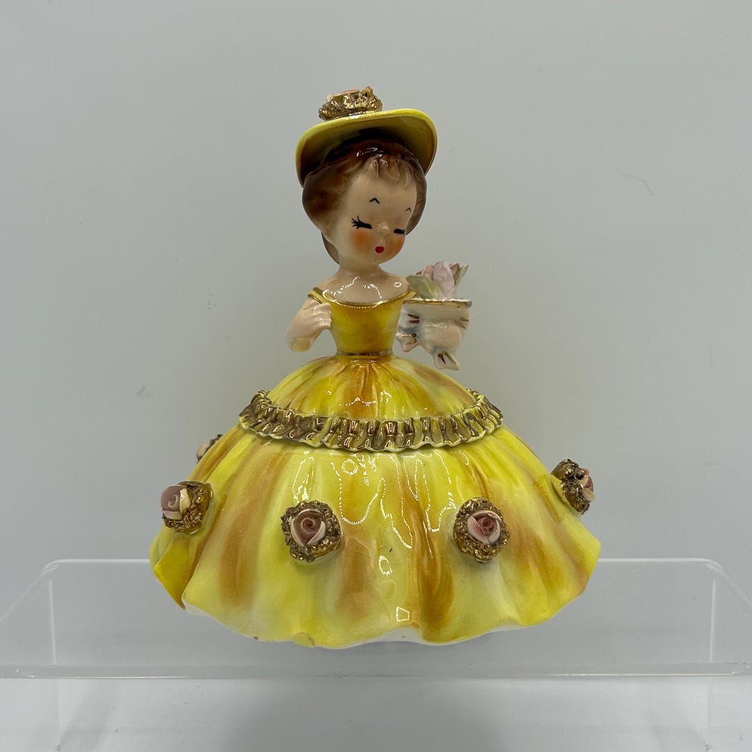 Arnart Cherchez La Femme Girl in Yellow Dress Holding Roses - Etsy