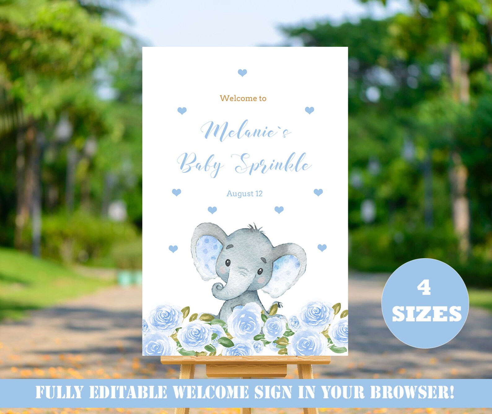 Welcome Sign for Baby Shower Party Sign With Blue Flowers and - Etsy