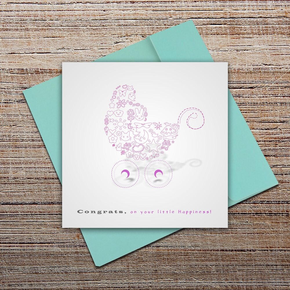 New Baby Congratulation Printable Card Pink congrats to Your - Etsy