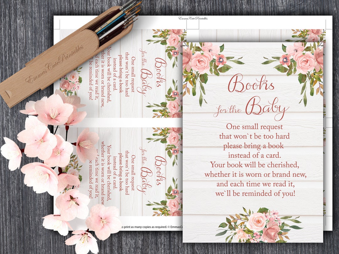 Rustic Books for the Baby Card Rustic White With Blush - Etsy