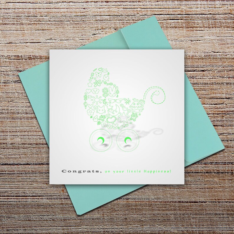 New Baby Congratulation Printable Card Green congrats to Your Little ...