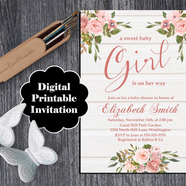 Sweet Baby Girl is on Her Way Invitation - Etsy