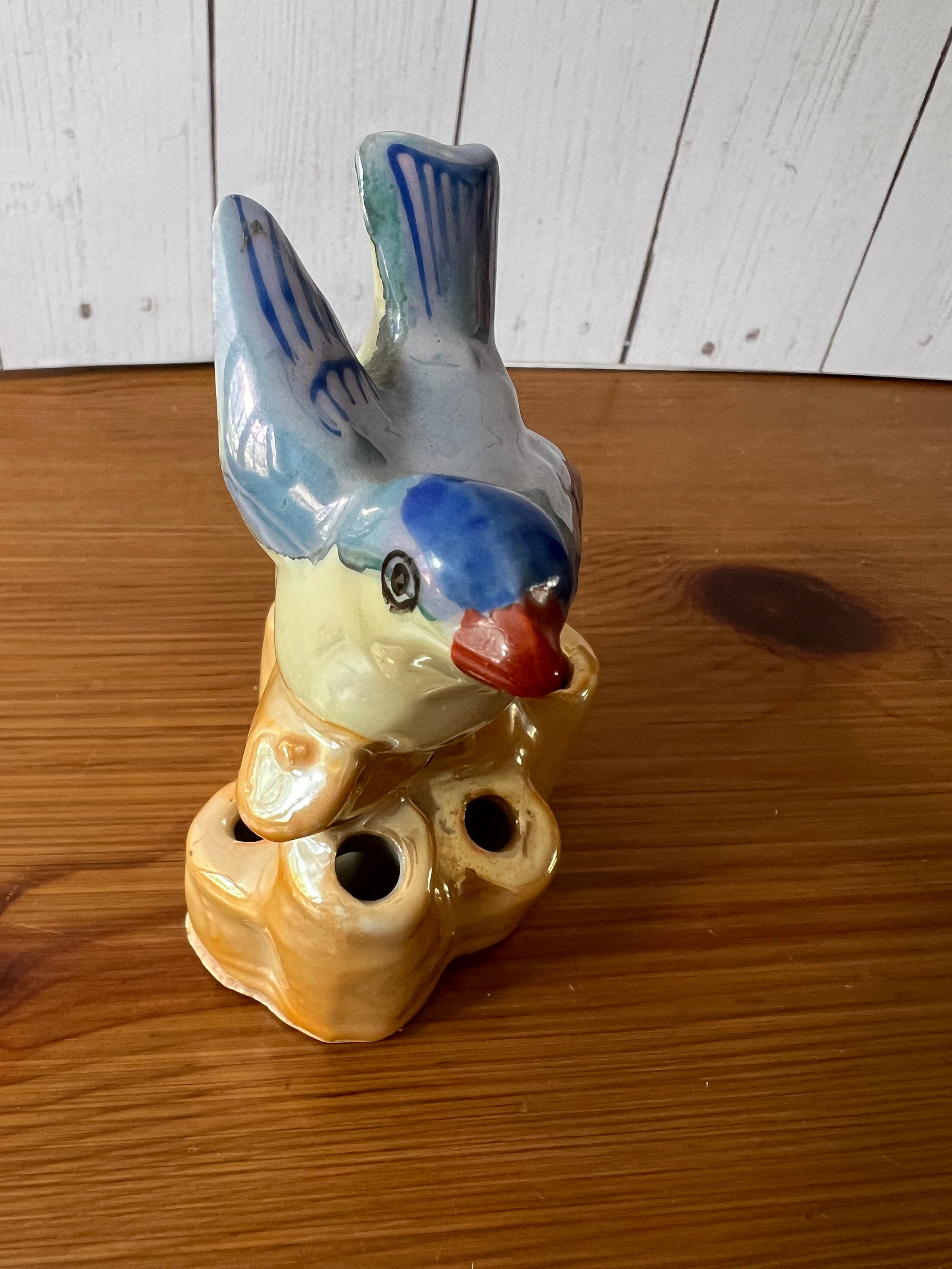 Vintage Frogs, Floral Frogs, Lusterware Blue Bird Frog, Figural Ceramic ...