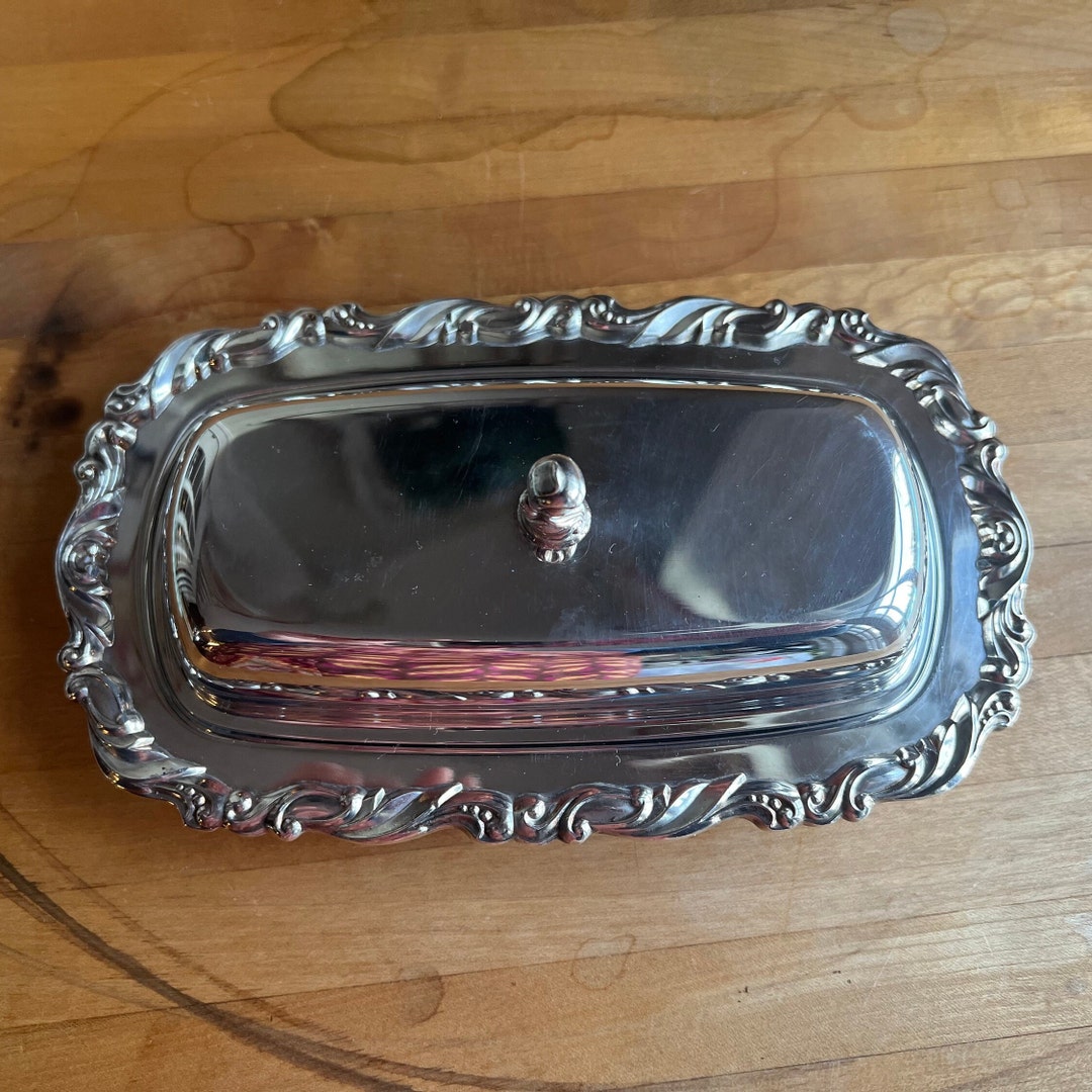 Vintage Oneida Silver Plate 2 Piece Butter Dish, Elegant Oneida Sea ...