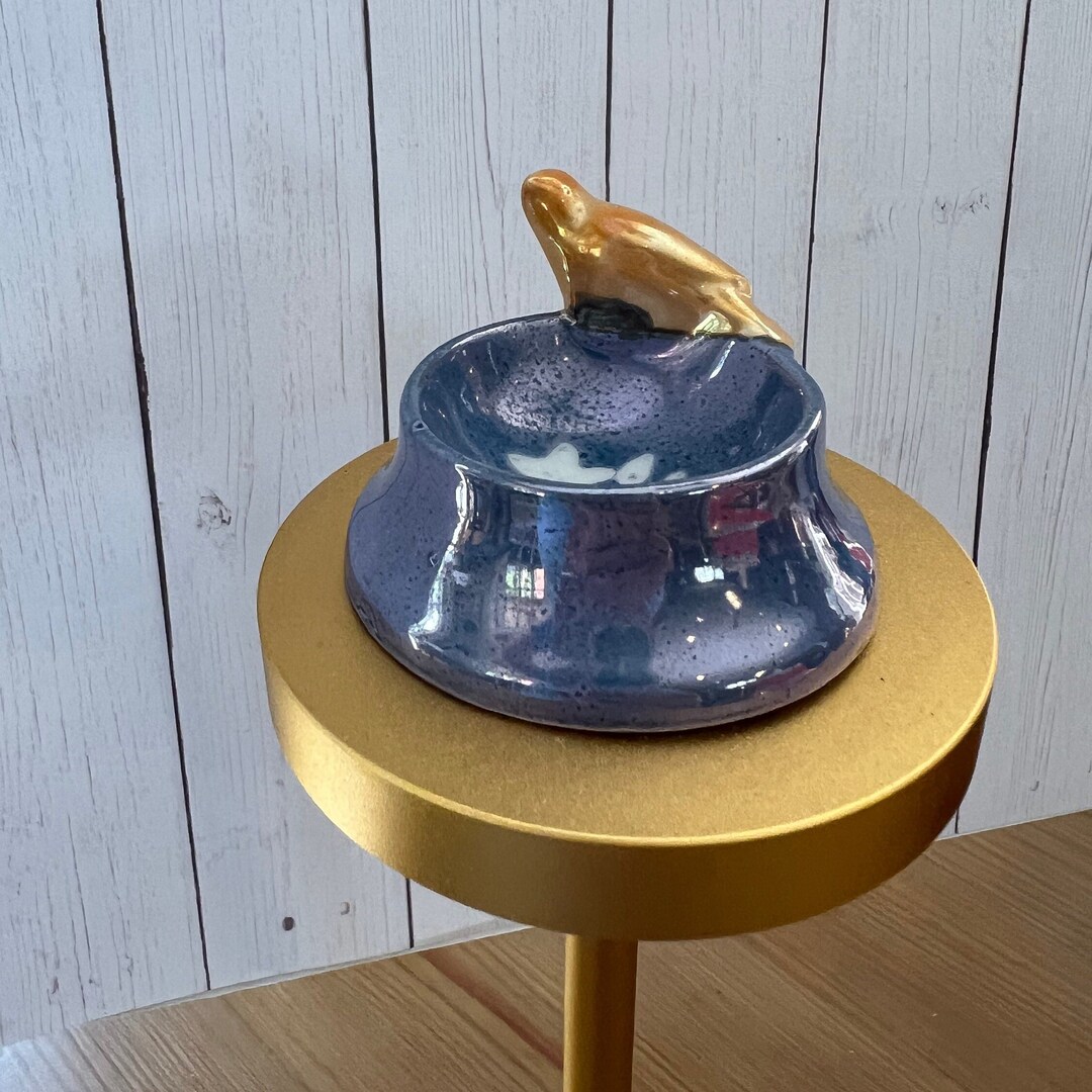 Lusterware Salt Cellar, Gold Bird on Dish, Salt Cellar, Dip Bowl, Soy ...