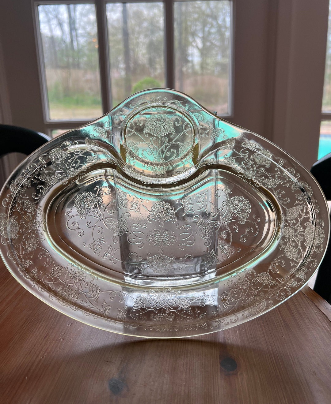 Vintage Hazel Atlas Florentine Platter in Yellow Glass for Appetizer ...