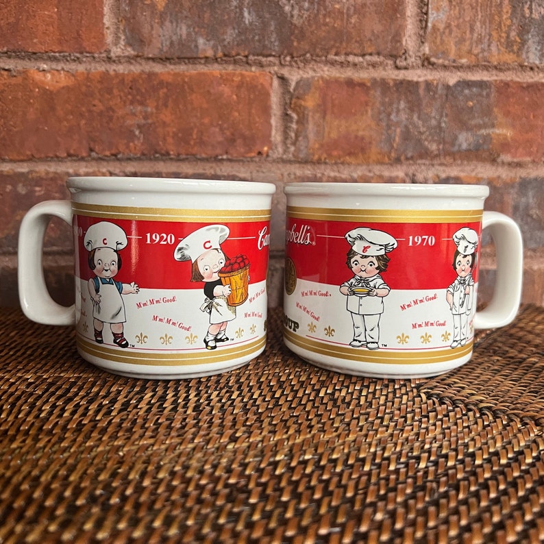 Set of 2 Campbells Soup Mugs, 2001 Campbell's Kids Soup Mugs, Houston Harvest Mugs, Campbell's ...