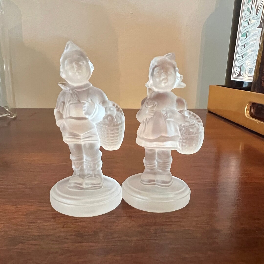 Vintage Goebel Crystal Collection Boy With Basket and Girl - Etsy