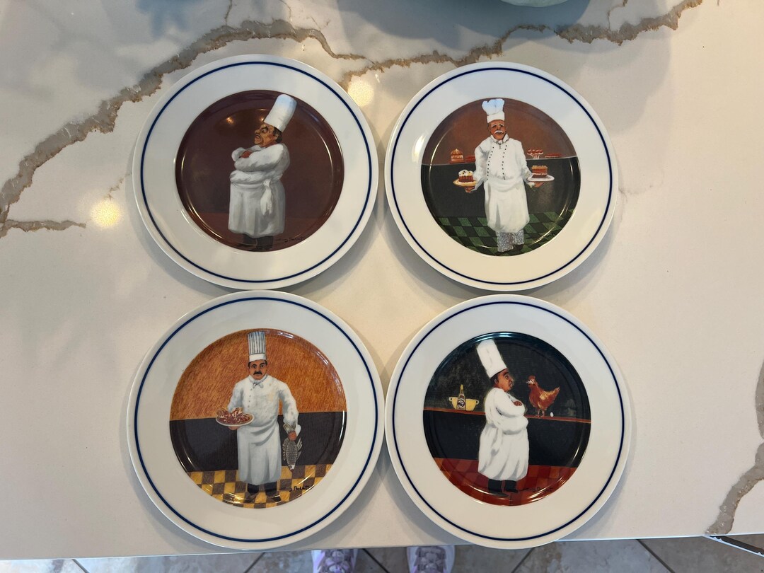 Guy Buffet Chef Series Plates, Navy Trim Chef Plates, Guy Buffet French ...