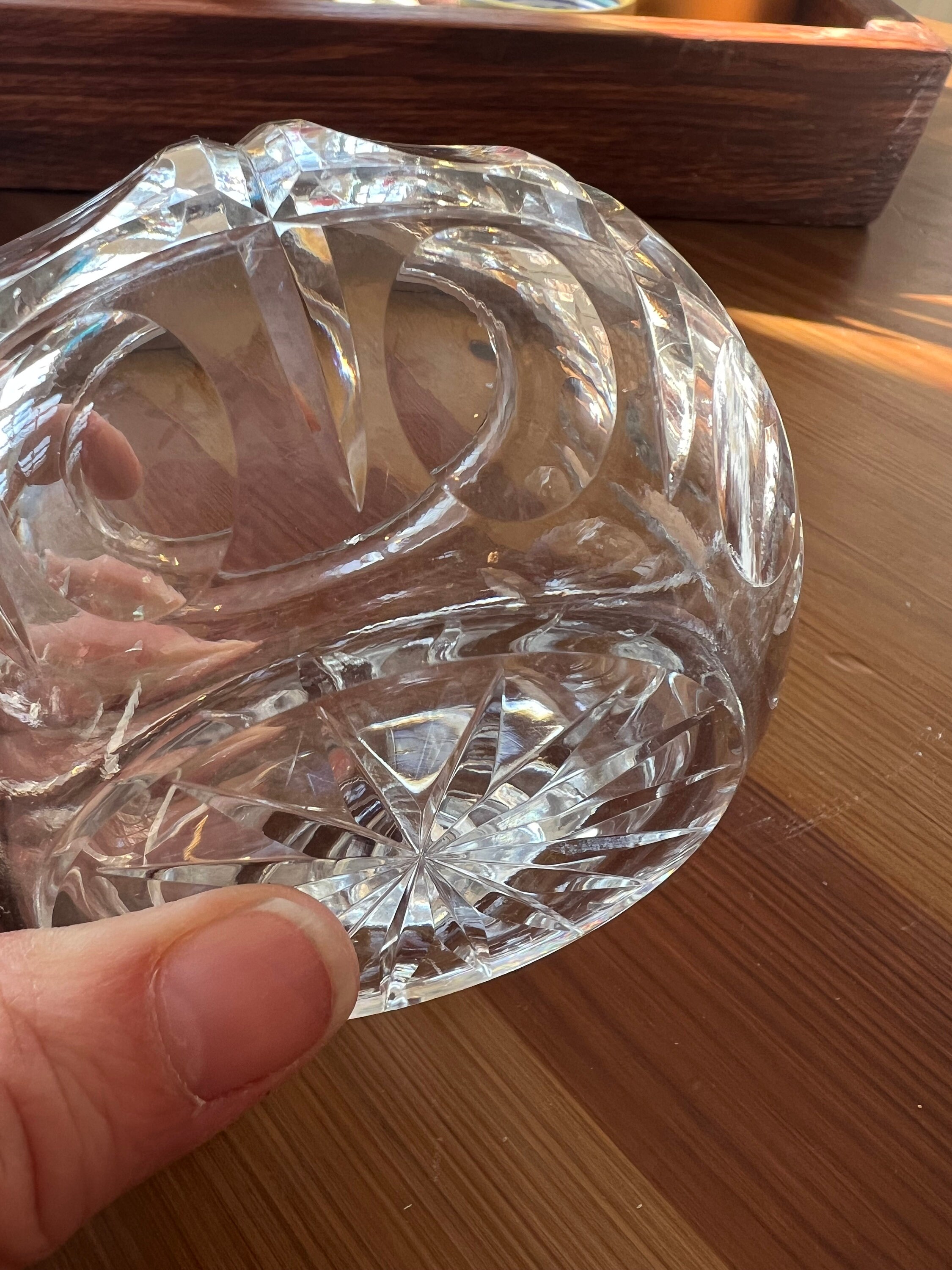 Vintage Crystal Rose Bowl, Cross and Thumb Print Crystal Design, Rose ...