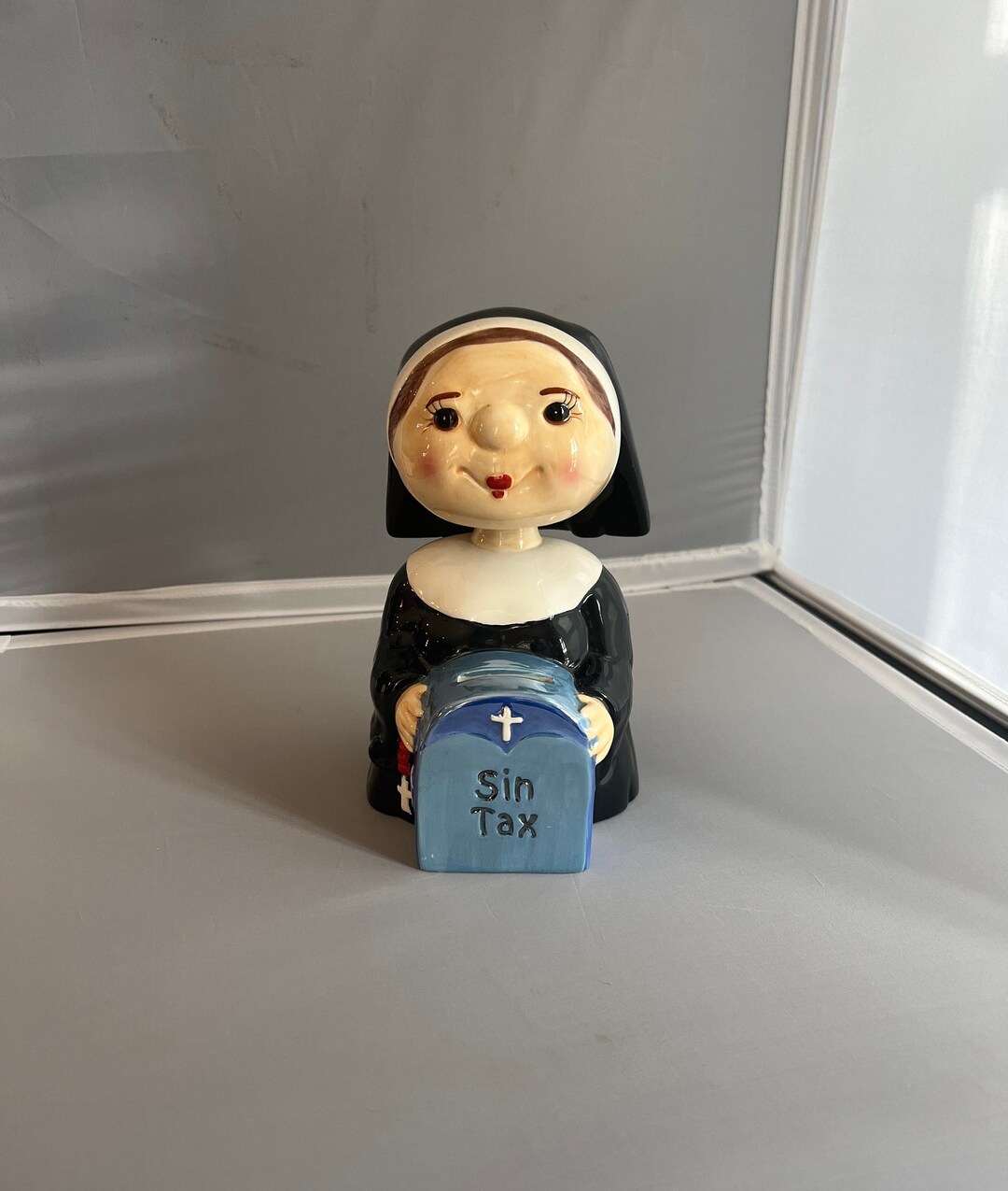 Vintage Piggy Bank Bobblehead Nun Bank for Sin Tax Gag Gift Catholic ...