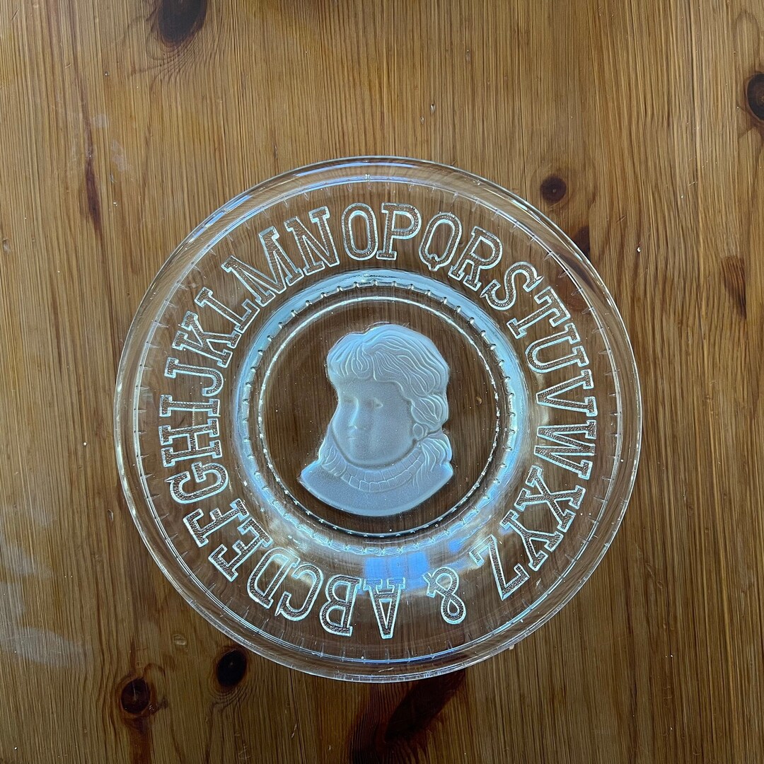 ABC Plate, Clay's Crystal Works Glass Vintage Child's Plate, Clay's ...