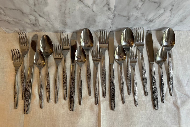 Vintage Interpur Single Rose Pattern, Stainless Steel Made in Japan ...