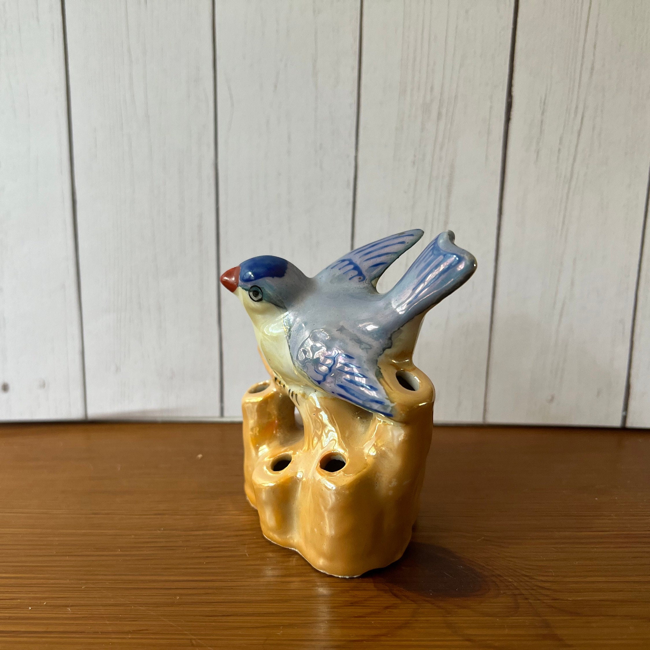 Vintage Frogs, Floral Frogs, Lusterware Blue Bird Frog, Figural Ceramic ...