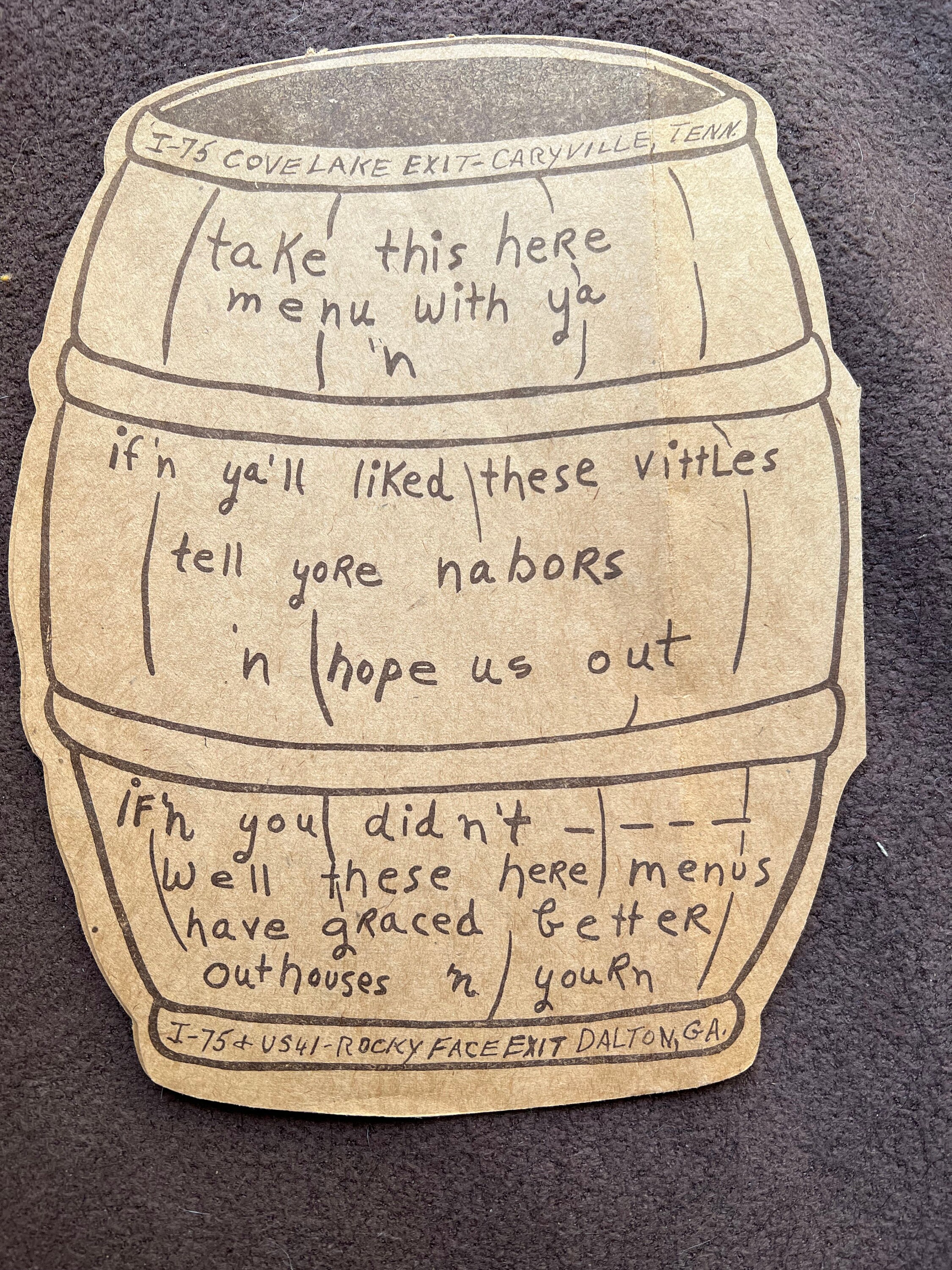 Vintage Original Cracker Barrel Old Country Store Menu, Tennessee ...