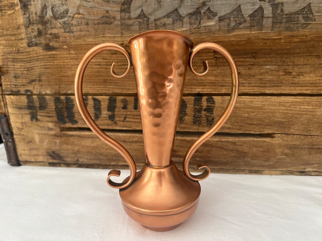 Copper Vase, Unusual Gregorian Copper Vase, Handled Urn Shaped ...
