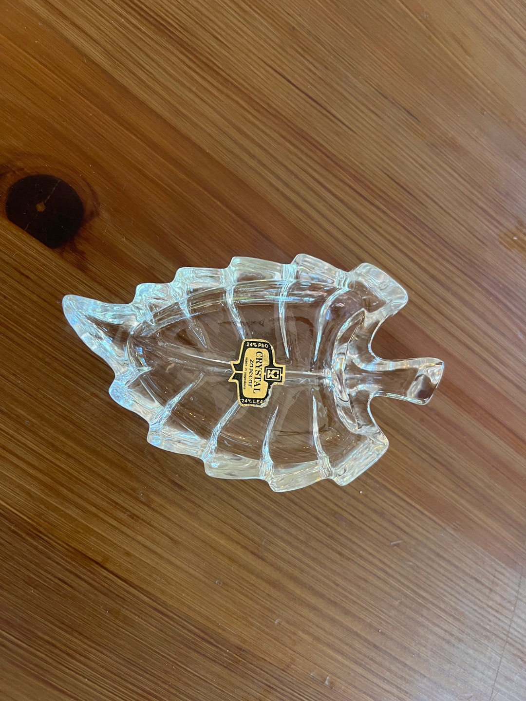 Crystal Leaf, Vintage Yugoslavian Crystal Leaf, Clear Leaf Dish ...