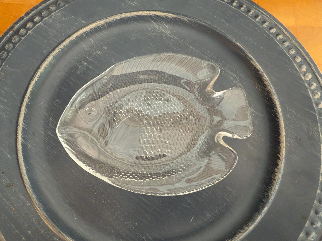 Vintage Glass Fish Plate, Cristal D'arques Durand Small Fish Plate ...