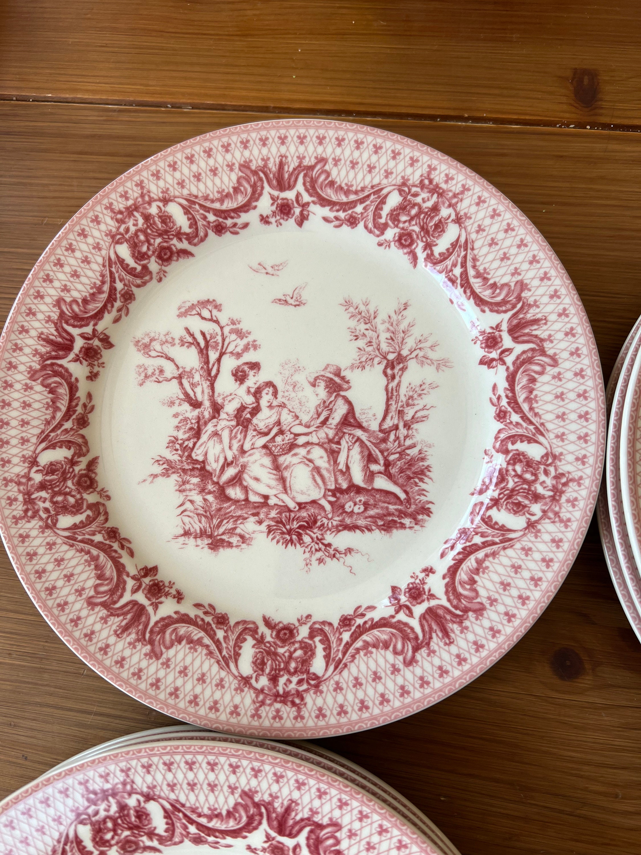Vintage Godinger Red and White Transfer Ware Plates, I Godinger Plates ...