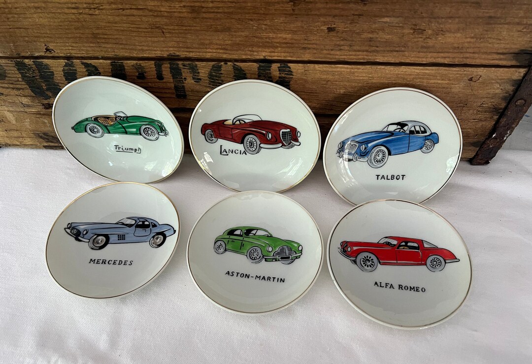 Antique Car Plates, Set of 6 Lefton Tidbit Classic Car Collection ...