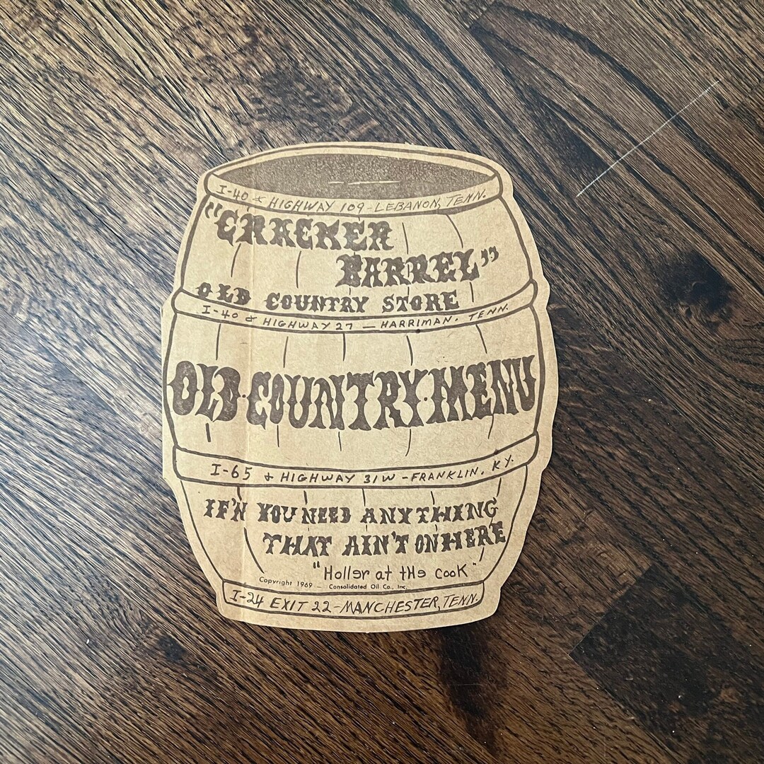Vintage Original Cracker Barrel Old Country Store Menu, Tennessee ...
