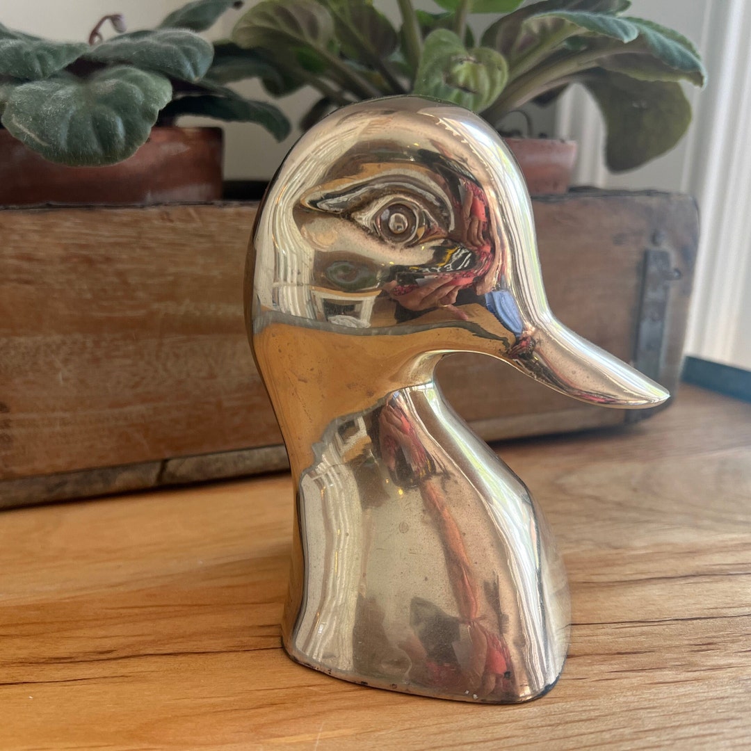 Brass Duck Head, Duck Head Book End, Brass Duck Shelf Sitter, Brass ...