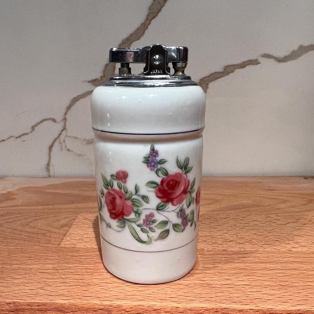 Vintagetea Rose Table Lighter, Ceramic Ladies Table Lighter, Rose ...