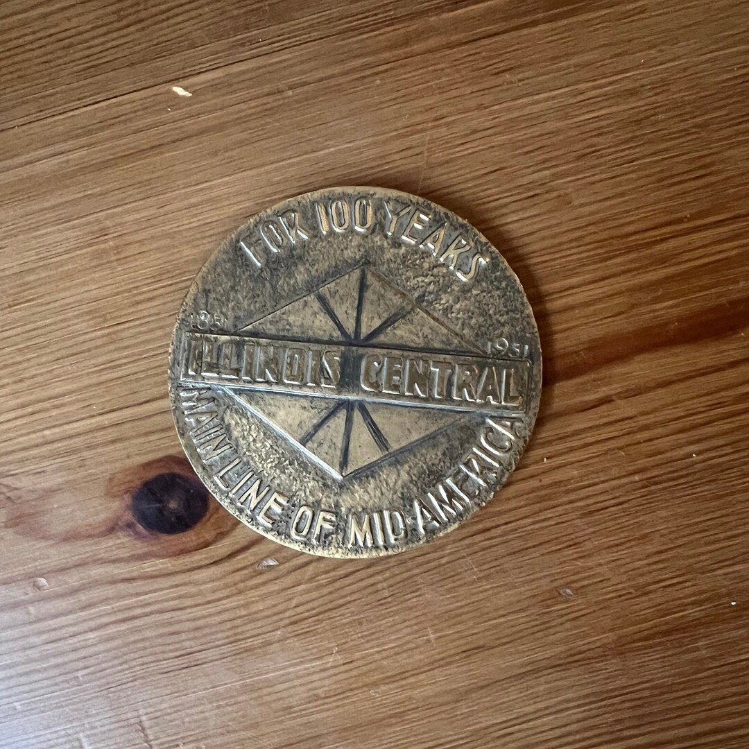 Vintage Illinois Central Railroad Bronze Medallion: 100 Year ...