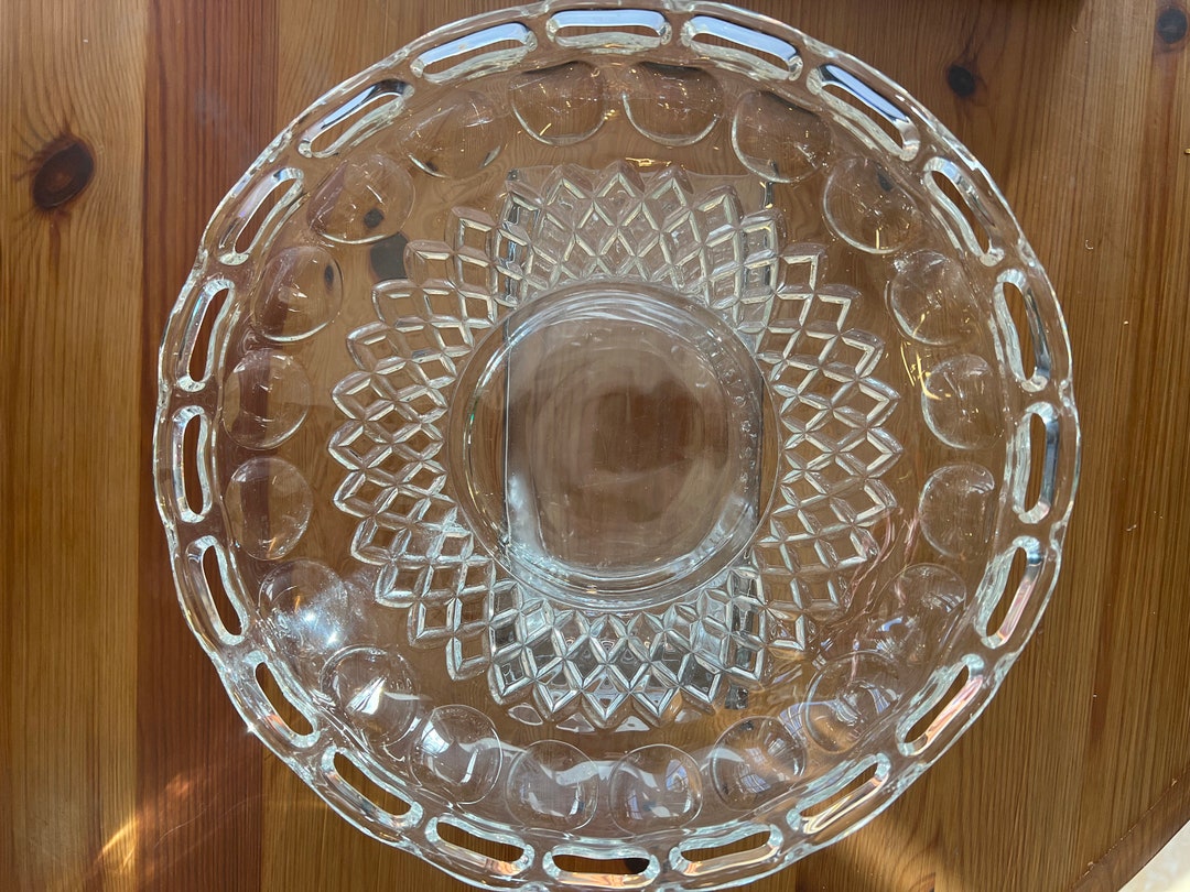 Imperial Glass APG Lace Edge Glass Thumbprint Bowl, Fruit Serving Bowl ...