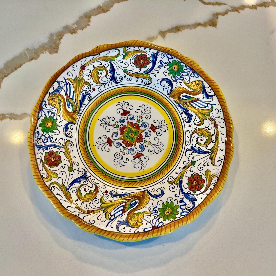 Deruta Raffaellesco Scalloped Salad Plate, Deruta Dragon Hand Painted ...