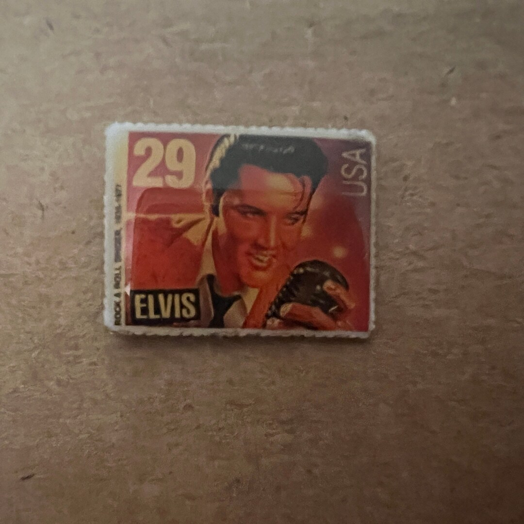 Elvis Souvenir Pin, 1992 Elvis Postage Stamp Pin, Commemorative Postage ...