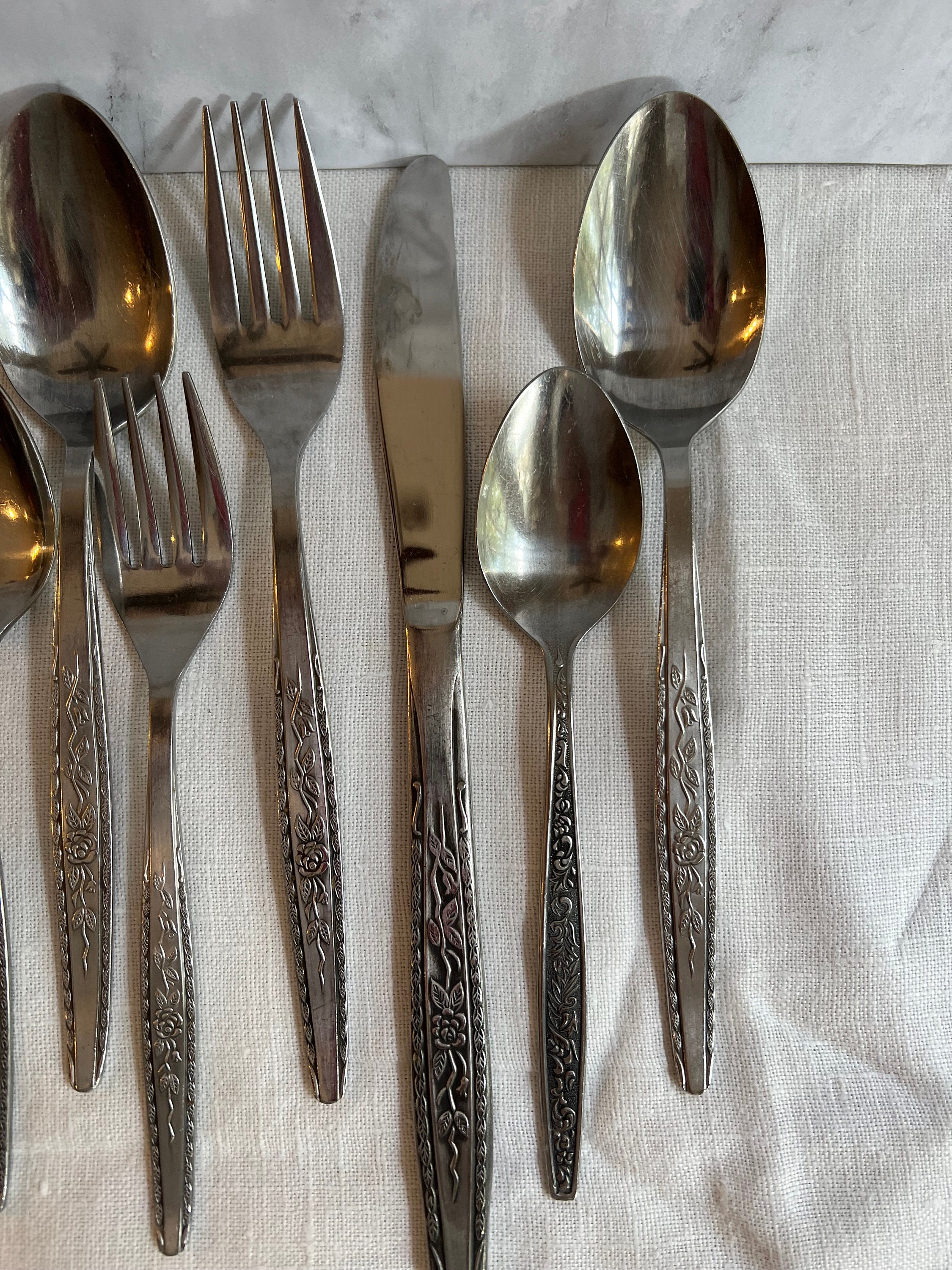 Vintage Interpur Single Rose Pattern, Stainless Steel Made in Japan ...