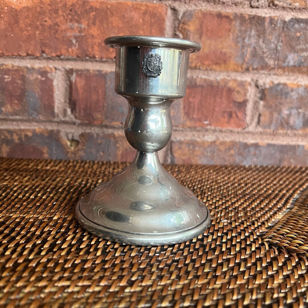 Kirk Stieff Pewter Candlestick With the Campbell Family Crest, Marked ...