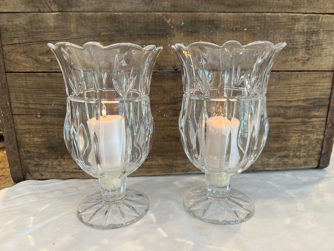 Crystal Hurricanes, Tulip Shape Block Lead Crystal Hurricane Votives ...