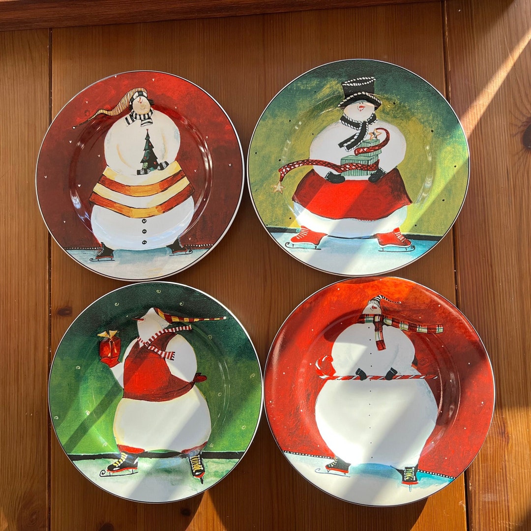 Rare Jennifer Garant Vintage Snowman, Plates, Vintage Christmas Plates ...