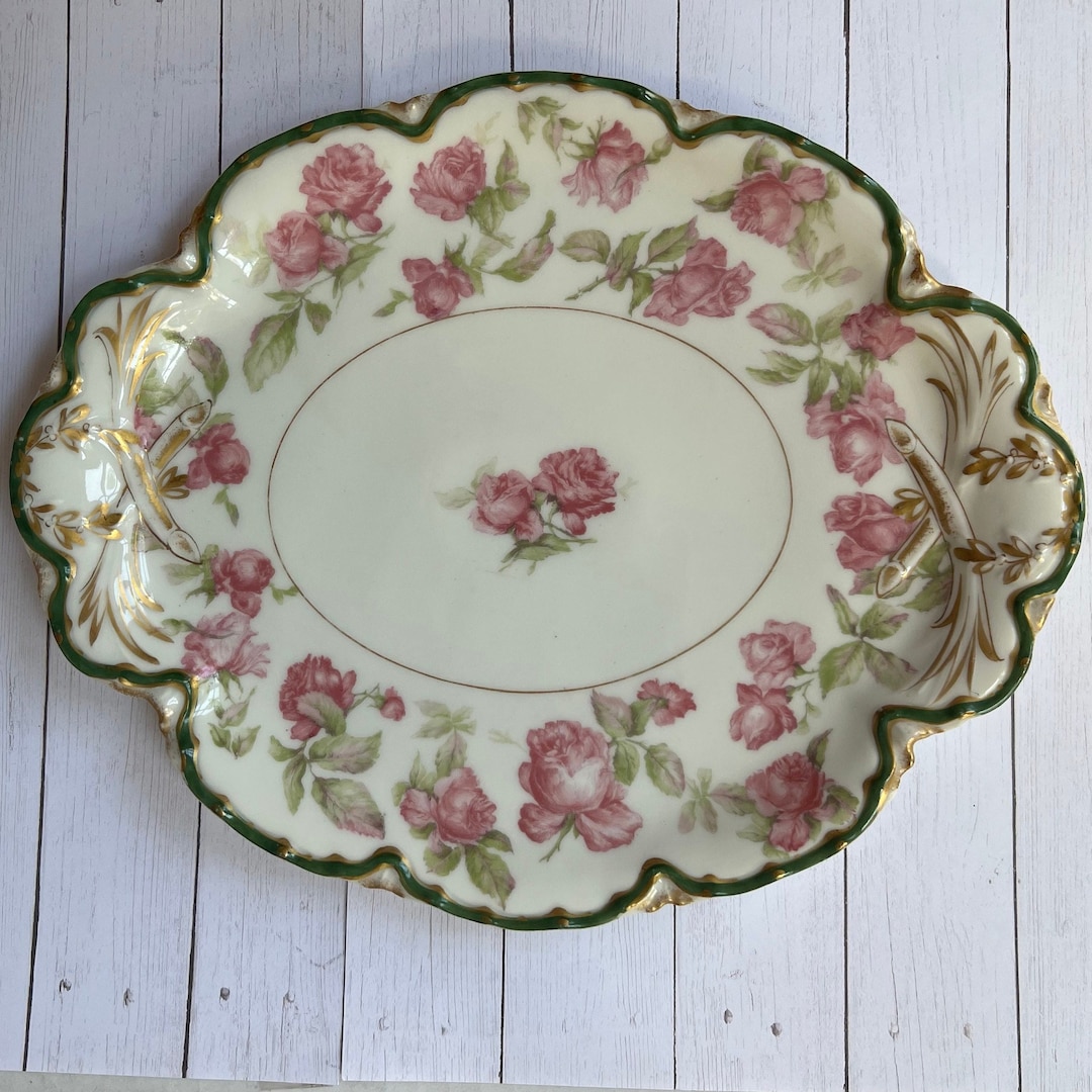 Antique Haviland Limoges Hand Painted Scalloped Plate With Pink Roses ...