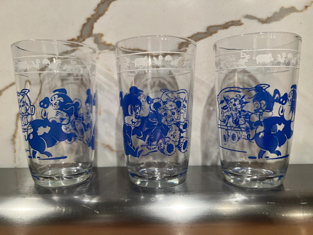 Vintage Swanky Swig Juice Glass Set: Blue Bears, Retro 4 Oz - Etsy