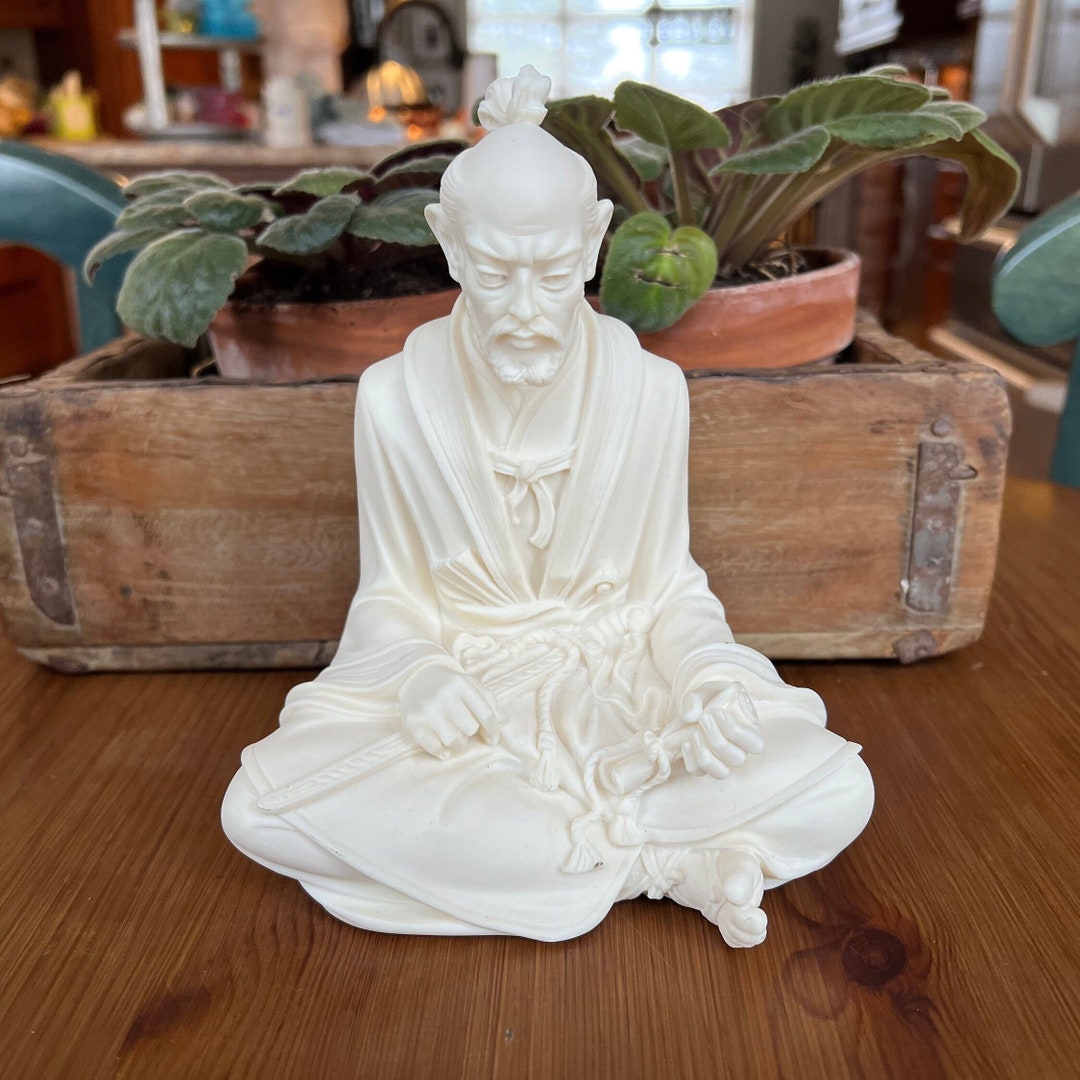 Italian Carved Asian Man Figurine, A Giannelli Carved Asian Warrior ...