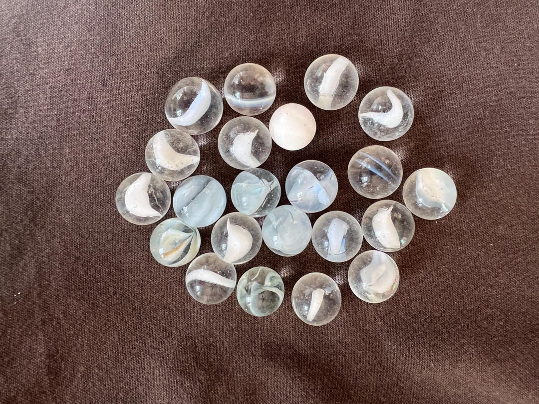 Marbles, White Comets and Cat Eyes, White and Palest Blue Collector's ...